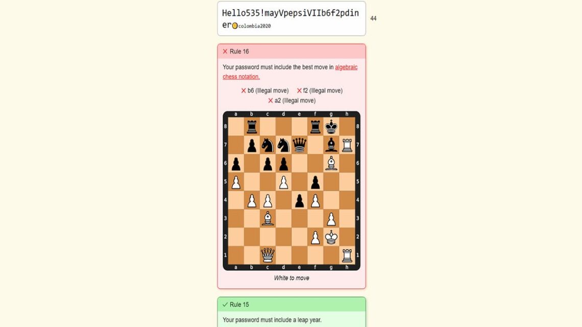 How to make the best move in algebraic chess notation in The Password ...